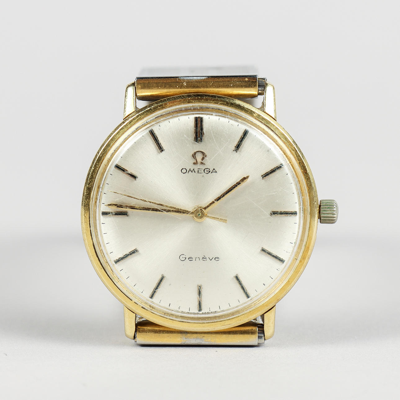 OMEGA genève, boett i 18k guld, armband i stål, manuell, 1960-tal ...