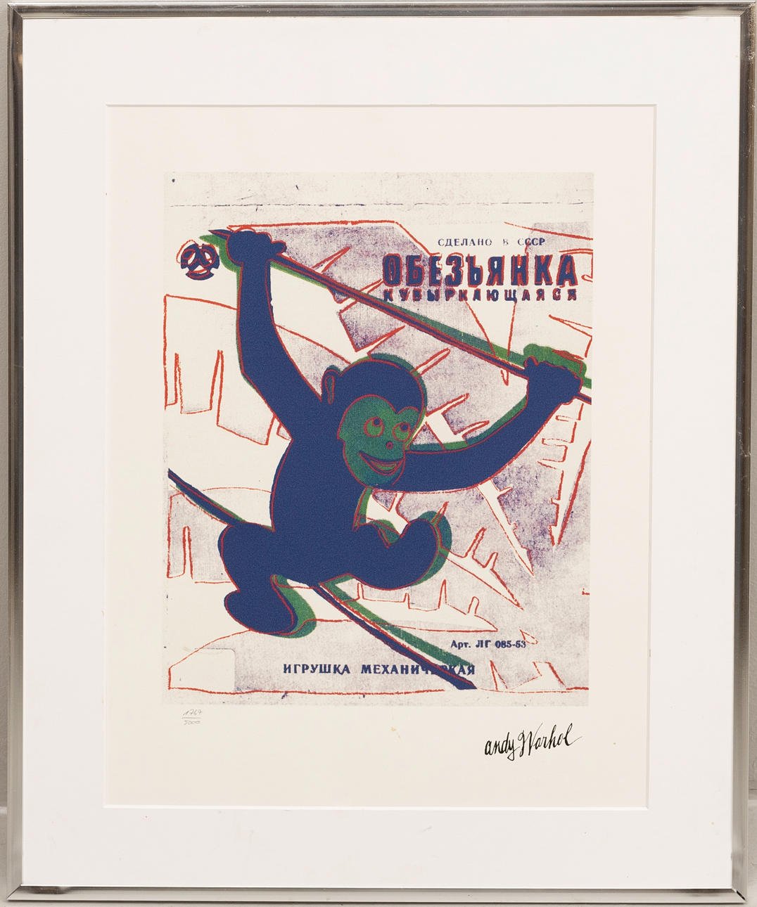 ANDY WARHOL. "Monkey", färglitografi, signerat i tryck, numrerat 1767/ ...