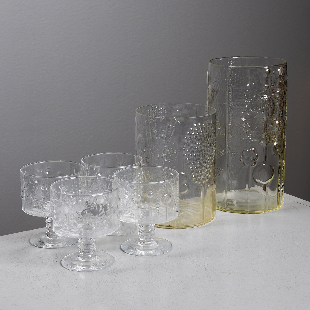 OIVA TOIKKA. “Flora”, 6 pieces, Arabia, Finland. Glass - Tableware ...