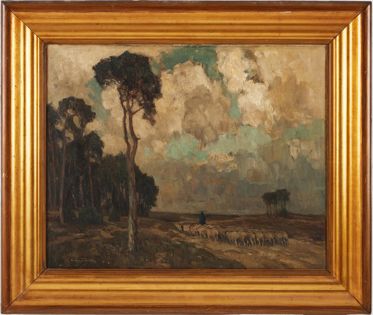 CARL KAYSER-EICHBERG ( TYSK 1873-1964). Fåraherde i landskap, olja på ...