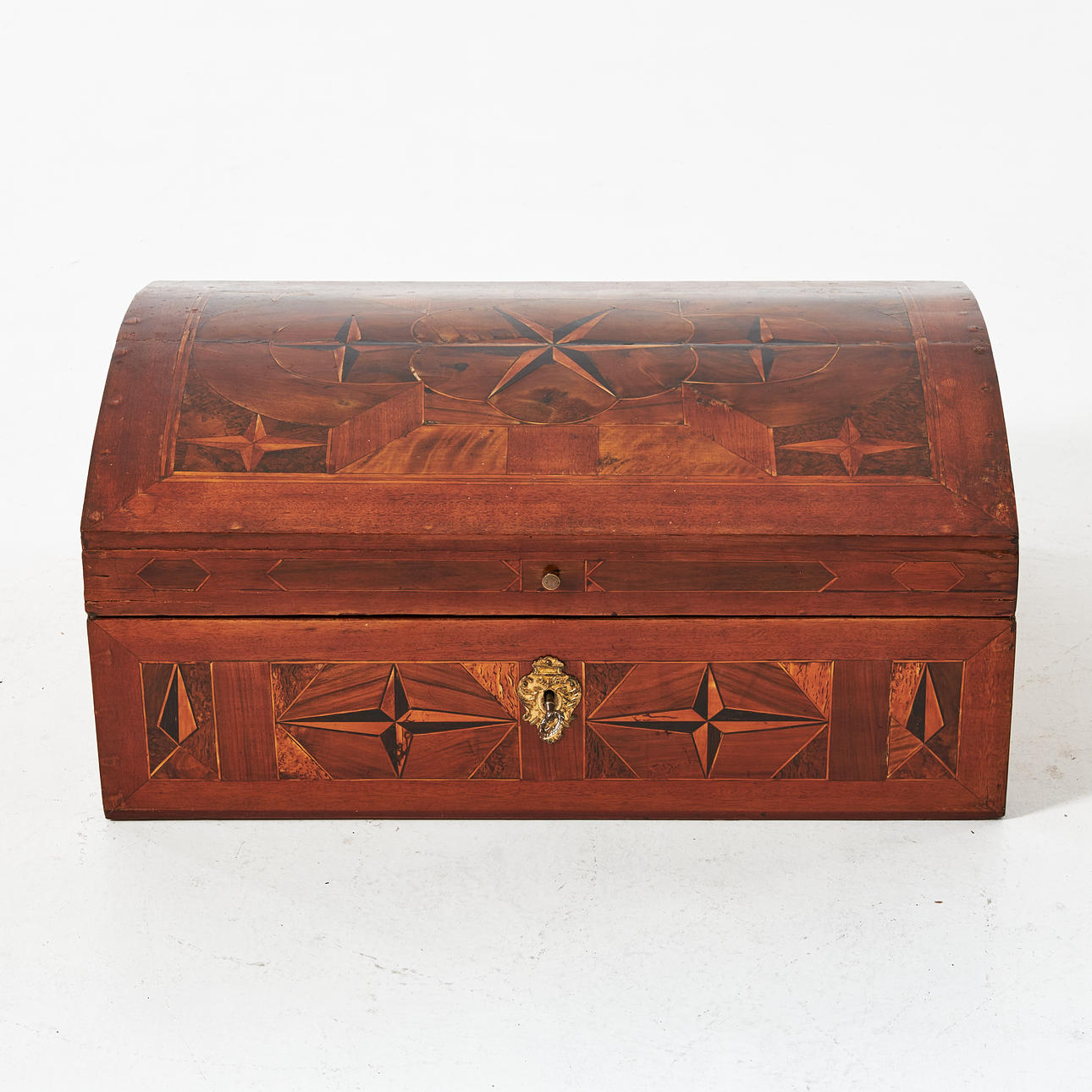A LATE BAROQUE NIGHT CHEST, veneered with several woods and intarsia ...