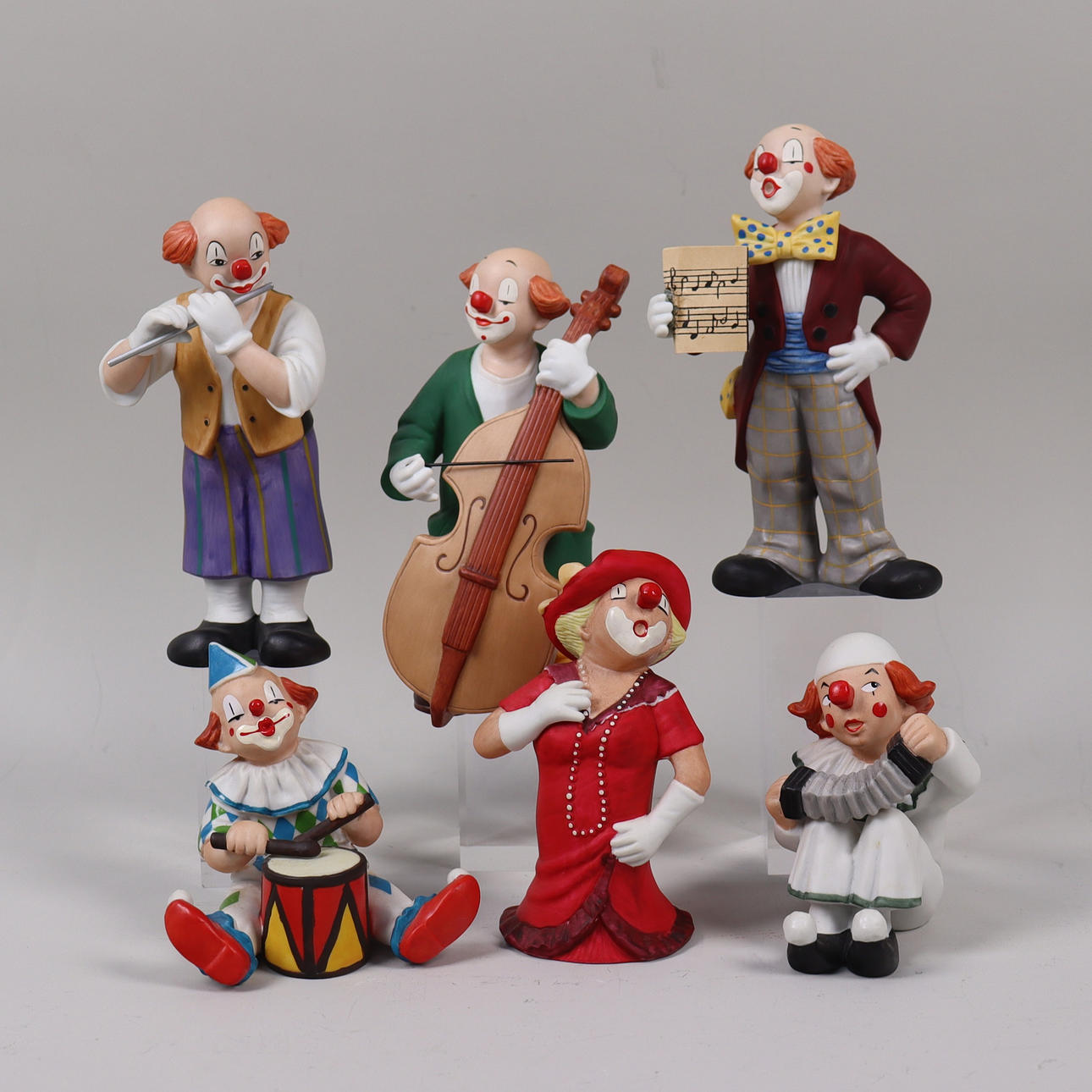 FIGURINES, Goebel, “Happy Clowns”, porcelain, 6pcs. Ceramics ...