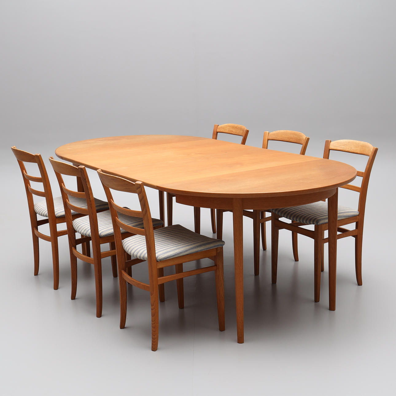 CARL MALMSTEN. Matgrupp, 8 delar, ek, stolar "Jöns", bord "Vardags ...