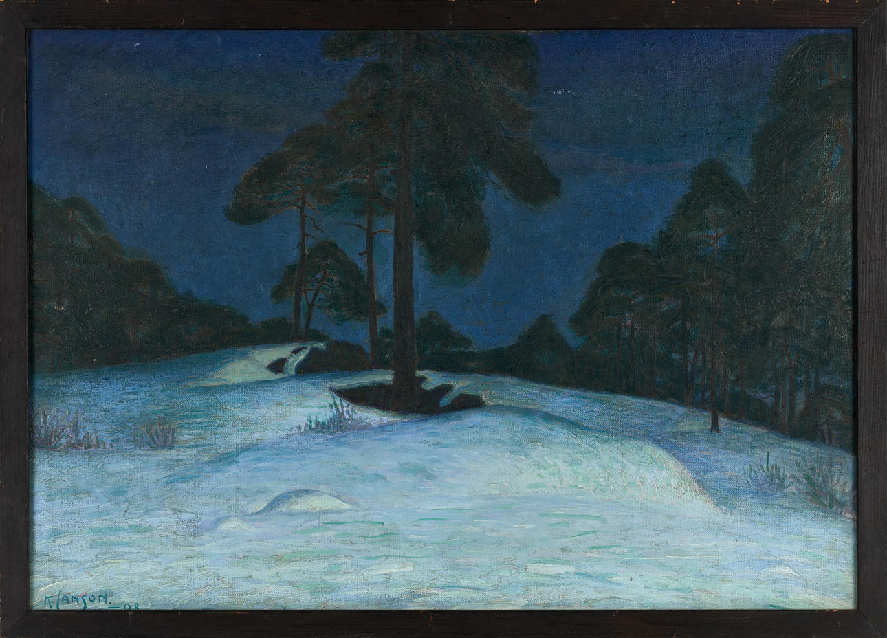 KNUT JANSON (Sverige, 1882-1966), ”Vinterkväll i skogen”, signerad och ...