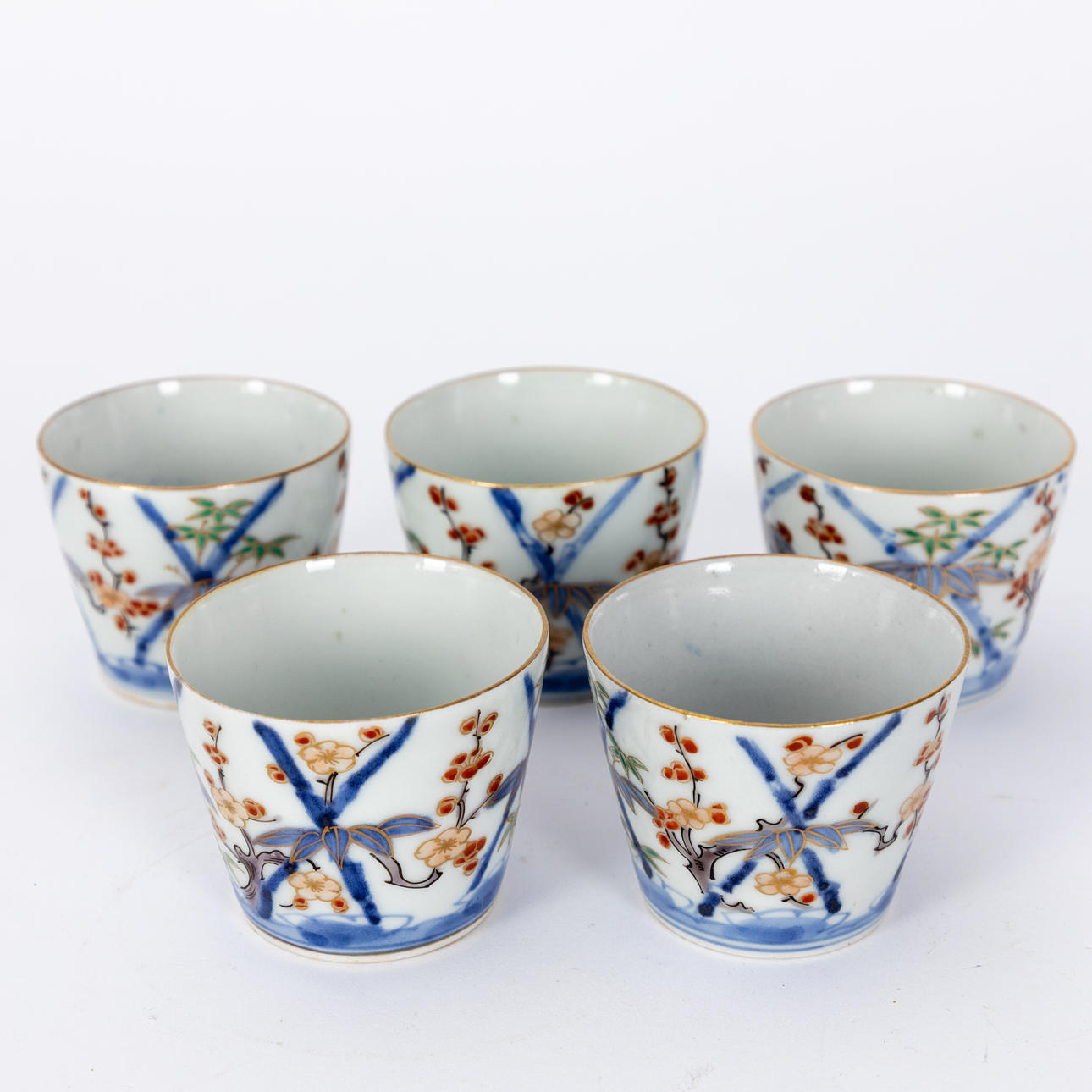Five soba choko, sake/ soba/ tea cups, Ko-Imari, Japan, Edo period ...