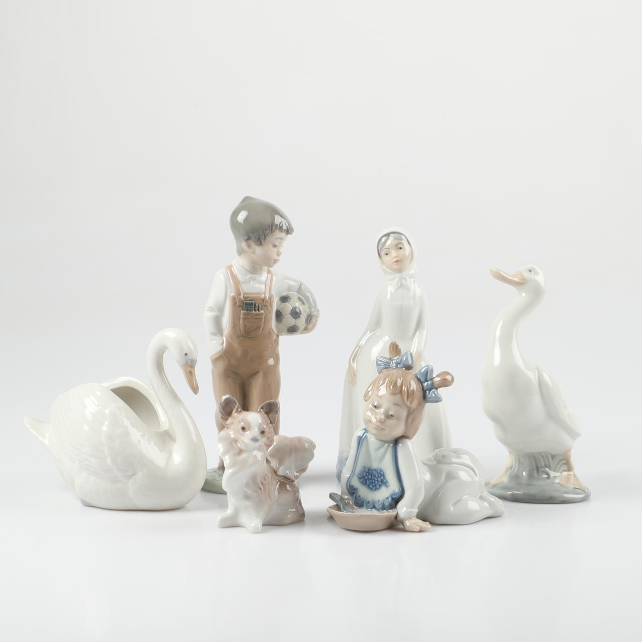 FIGURITAS, 6 piezas, porcelana, papel de aluminio La Lladró, España ...