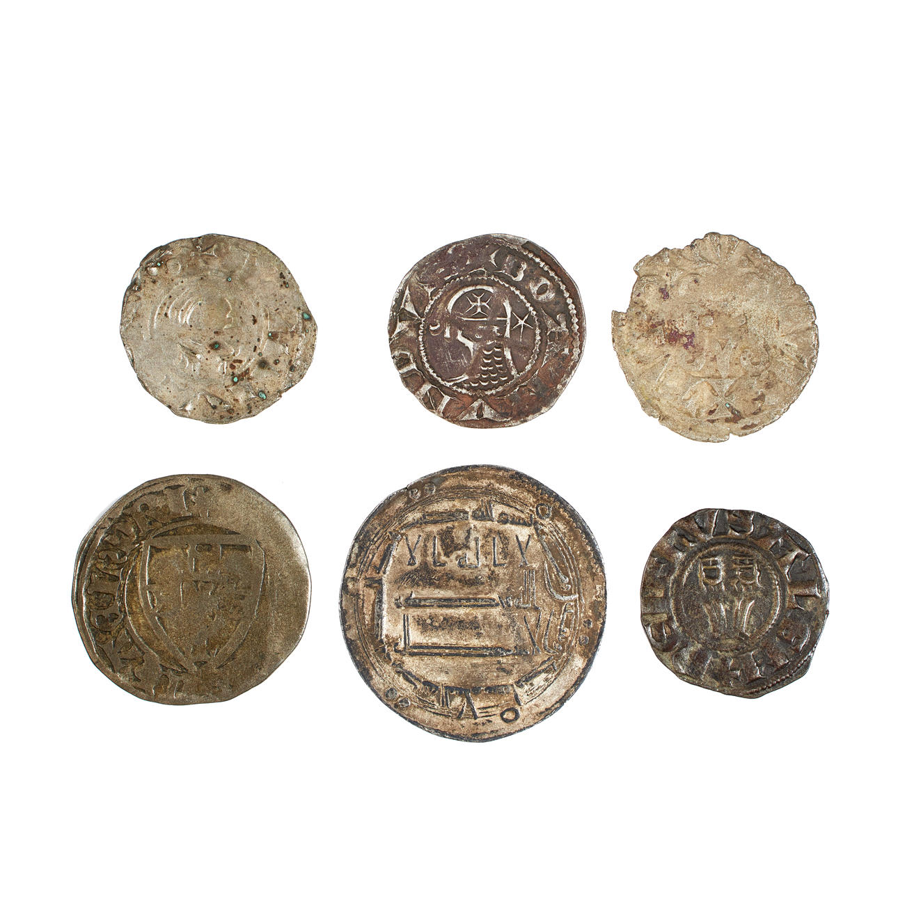 SILVER COINS, 6 medieval and Arabic, Abbasid dirhams, c. 800 AD, Philip ...