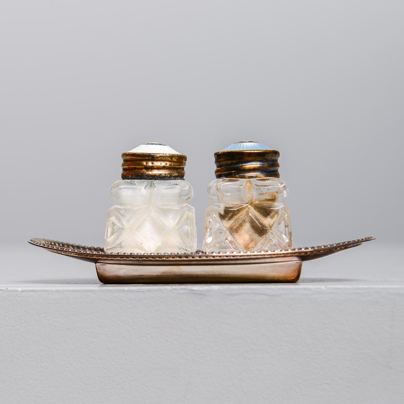 ATTRIBUTED TO HROAR PRYDZ. A silver salt and pepper vase, David ...
