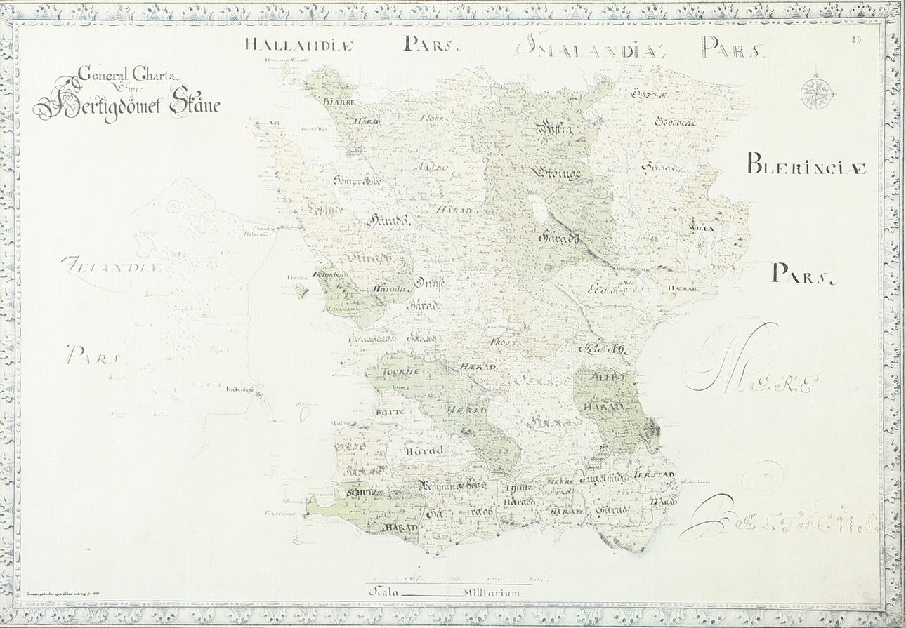 MAP, “Skåne”, print after older model. Art - Engravings & Prints ...