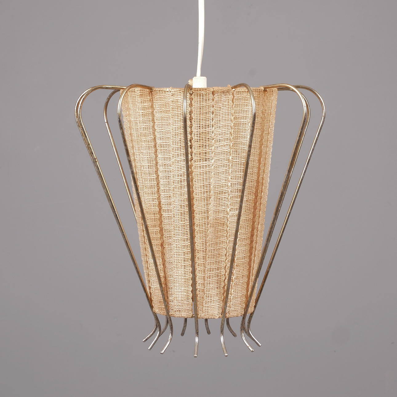 A Swedish Modern ceiling lamp, metal and linen thread, mid 20th century ...