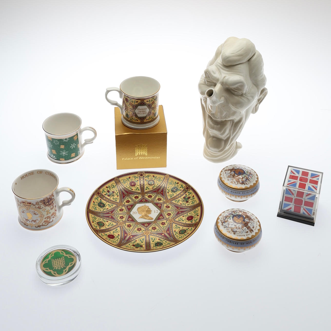 A FLUCK AND LAW TEAPOT OF RONALD REAGAN AND OTHER ITEMS. Ceramics ...