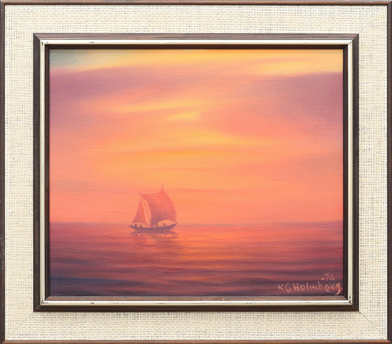 KARL GUSTAV HOLMBERG. Vene pysähtyy. Öljy kankaalle, vuorattu levylle ...