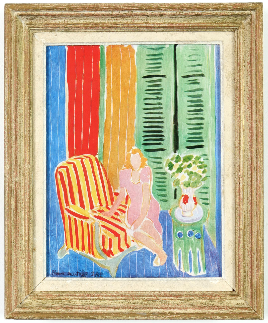 AFTER HENRI MATISSE. SEATED WOMAN ON STRIPED CHAIR. Art - Engravings ...