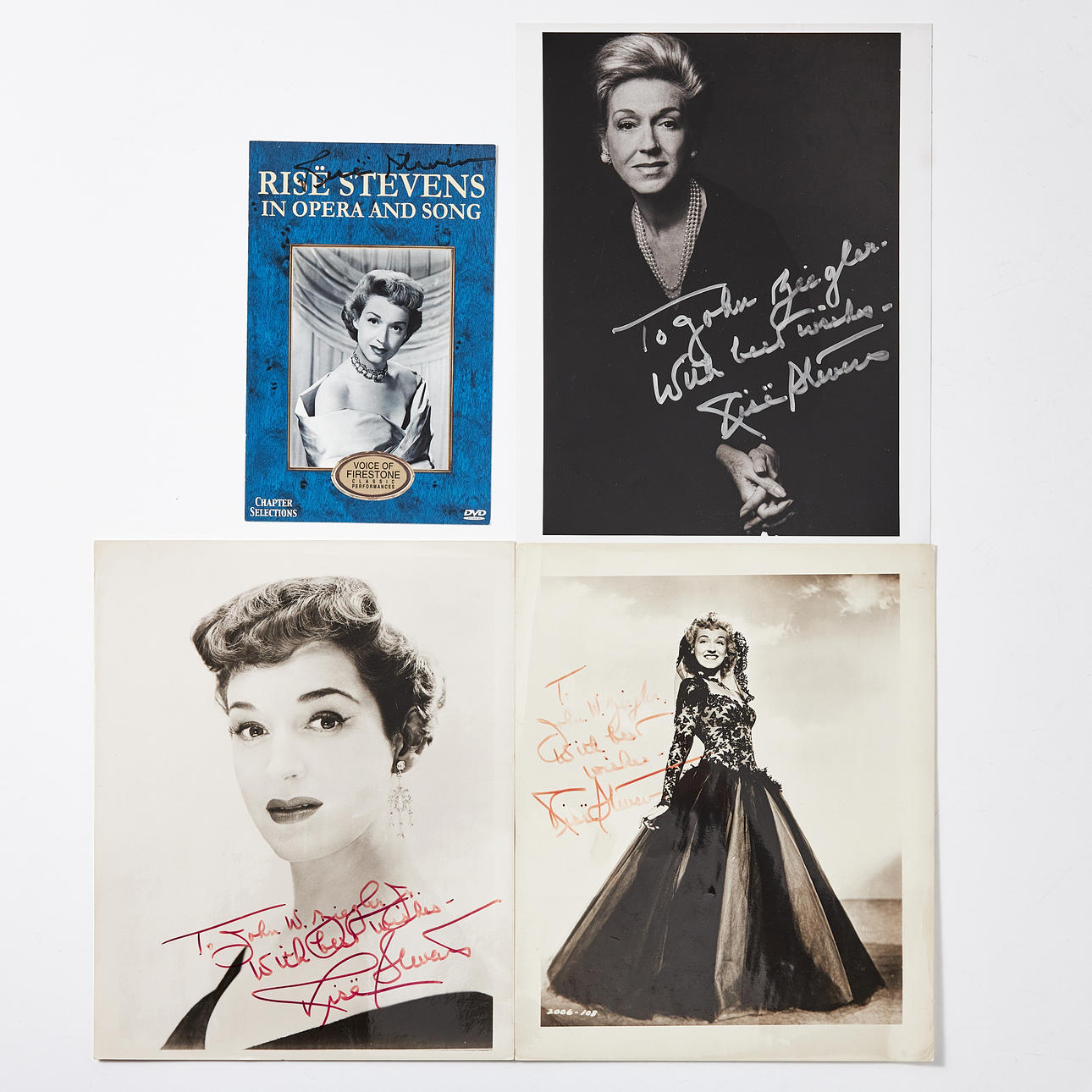 RISË STEVENS, 3 signed photographs, 1 signed title sheet. Books, Maps ...