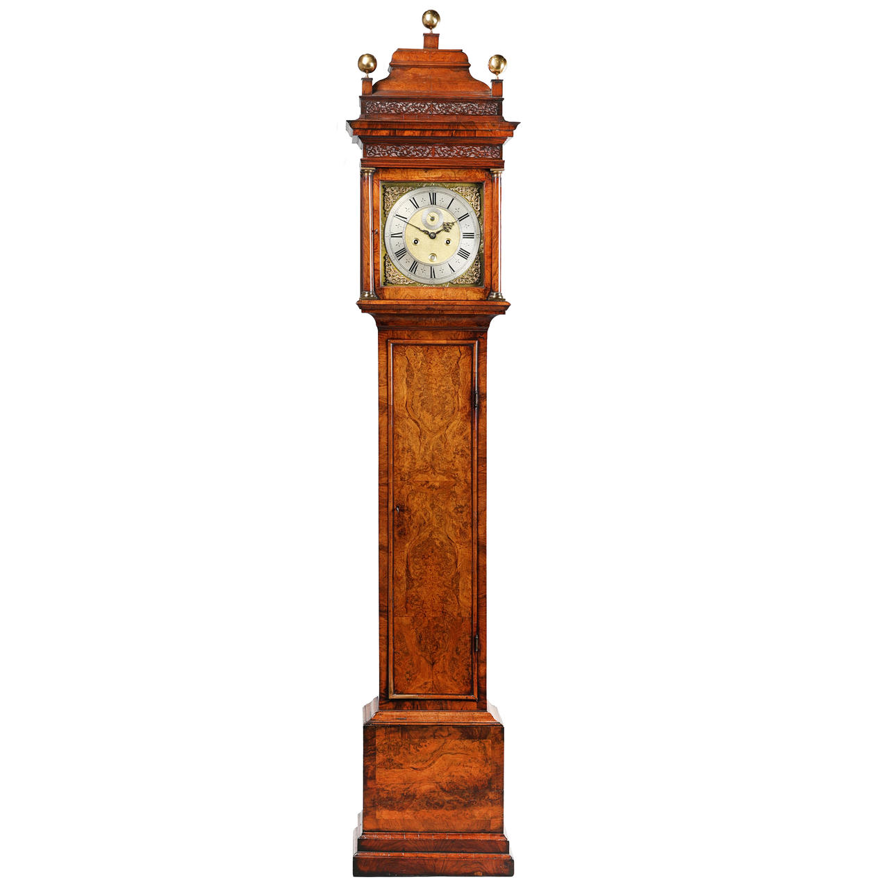 FINE QUEEN ANNE WALNUT MONTH GOING LONGCASE CLOCK BY DANIEL QUARE ...