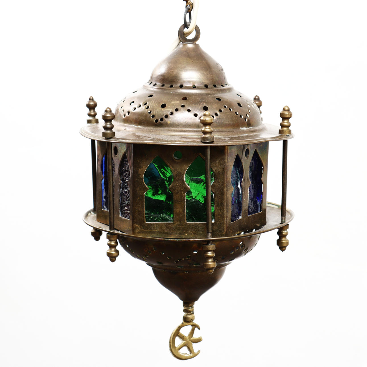 HALL LANTERN, BRASS, STAINED GLASS, MIDDLE EAST. Lighting & Lamps ...