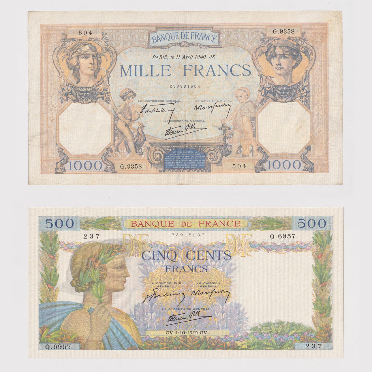 TWO FRENCH BANK NOTES (2). Coins, Medals & Stamps - Coins & Banknotes ...