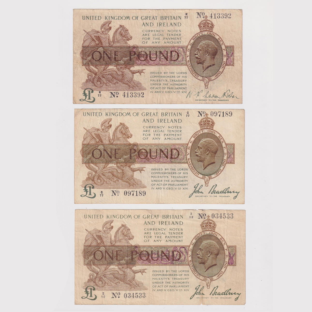 THREE GEORGE V BANKNOTE (3). Coins, Medals & Stamps - Coins & Banknotes ...
