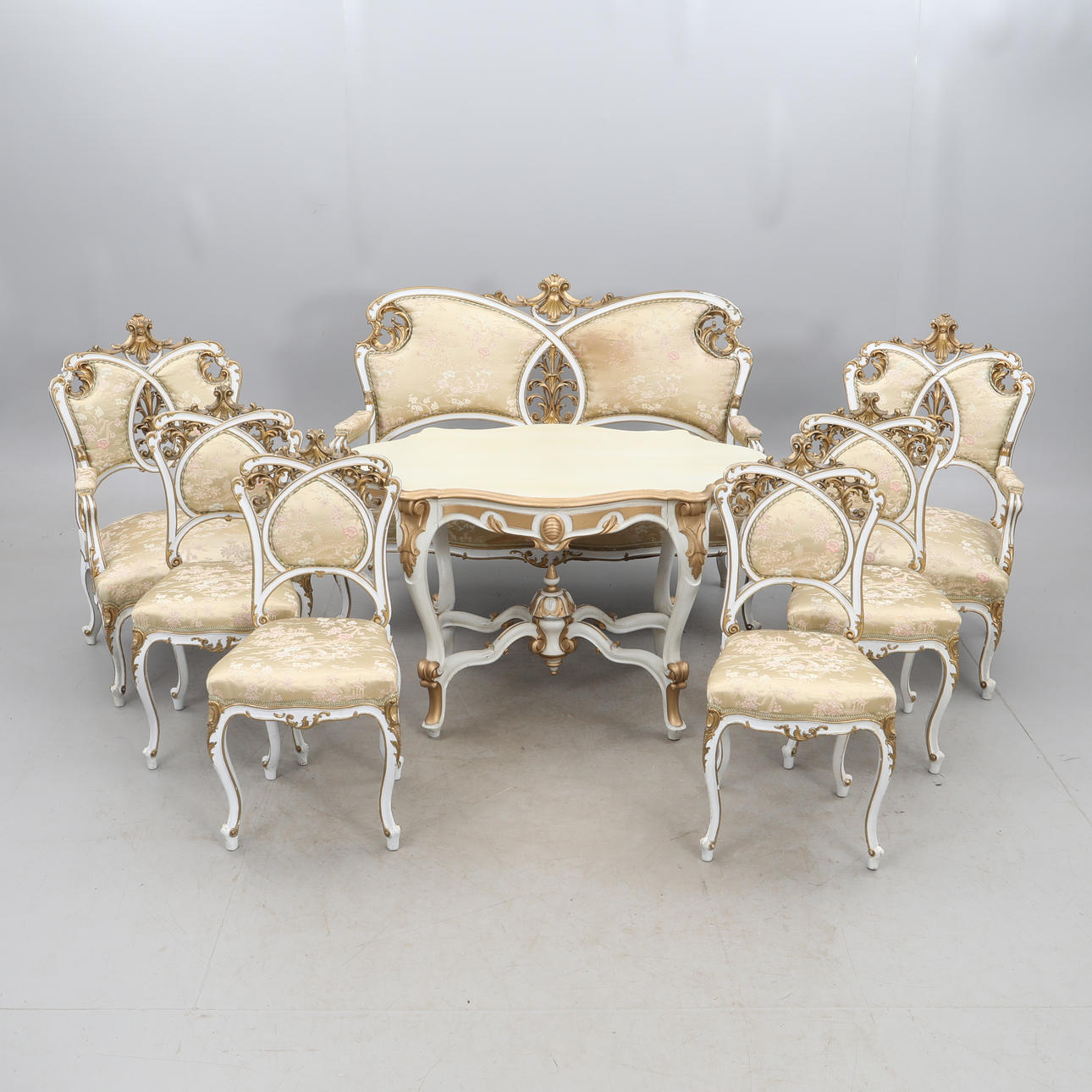 A rococo style 8-piece lounge group, 20th century. Furniture - Sofas ...