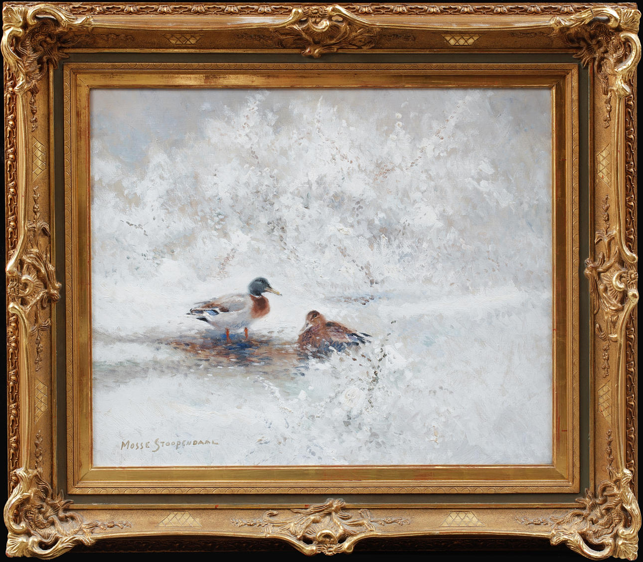 MOSSE STOOPENDAAL. Gräsänder i vinterlandskap, olja på duk, signerad. Konst - Måleri - Auctionet