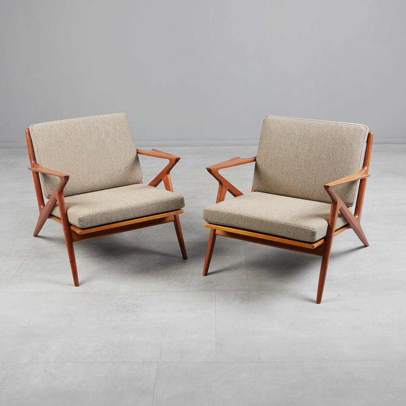 POUL JENSEN. for Selig, 2 Armchairs/ Lounge Chairs, model 'Z Chairs ...