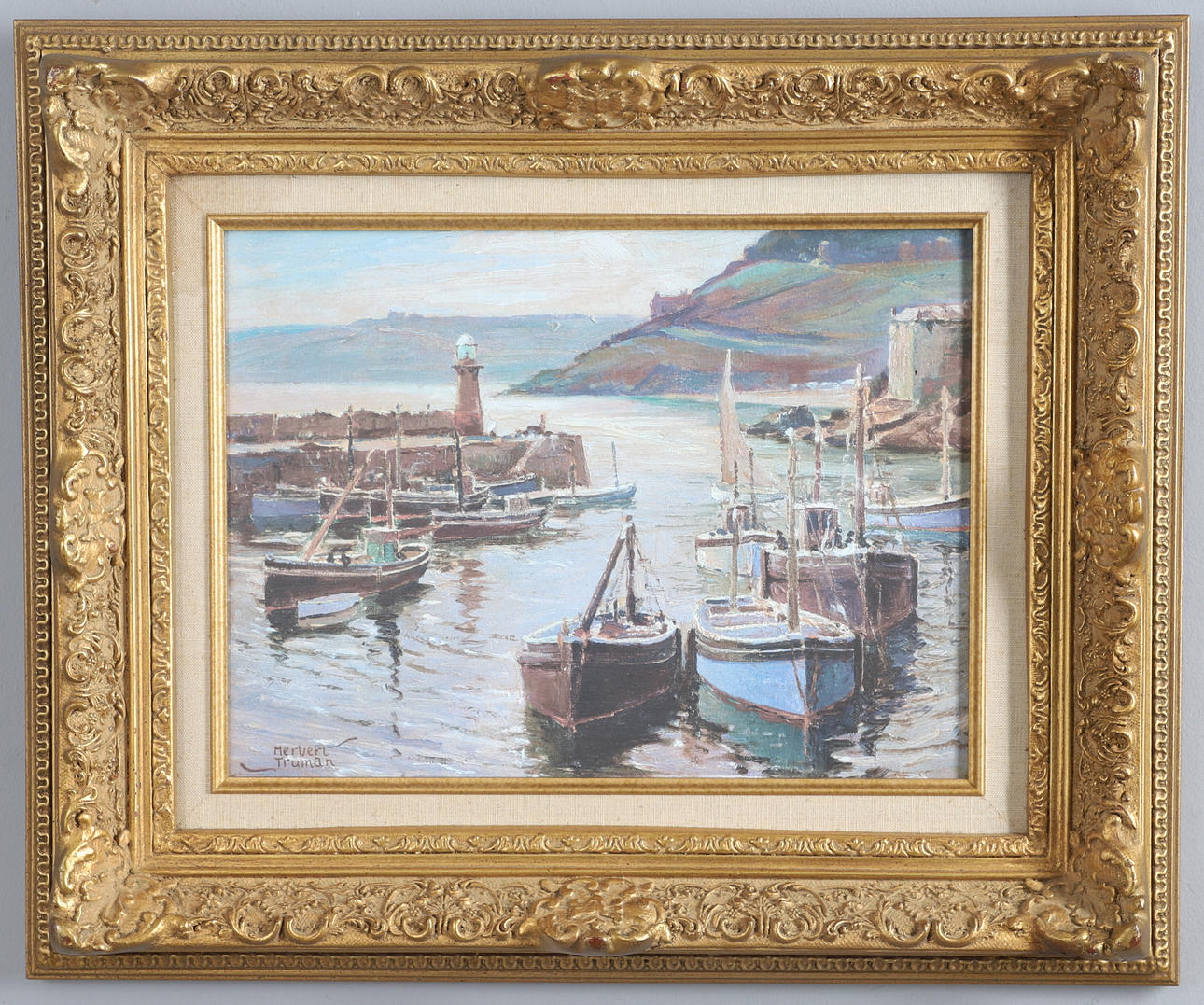 HERBERT TRUMAN, BRITISH 1883-1957. BOATS IN A HARBOUR. Art - Paintings ...