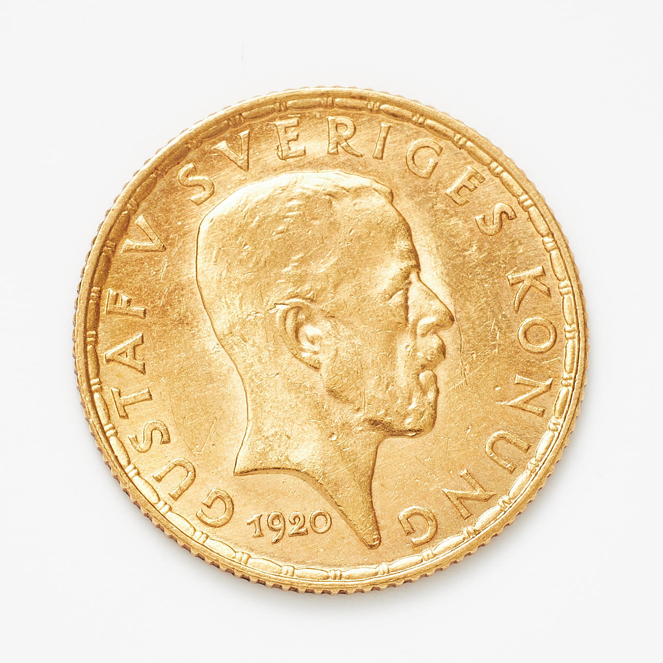 MYNT, 21,6 k guld, 5 kronor, Gustaf V, Sveriges konung, 1920. Mynt ...