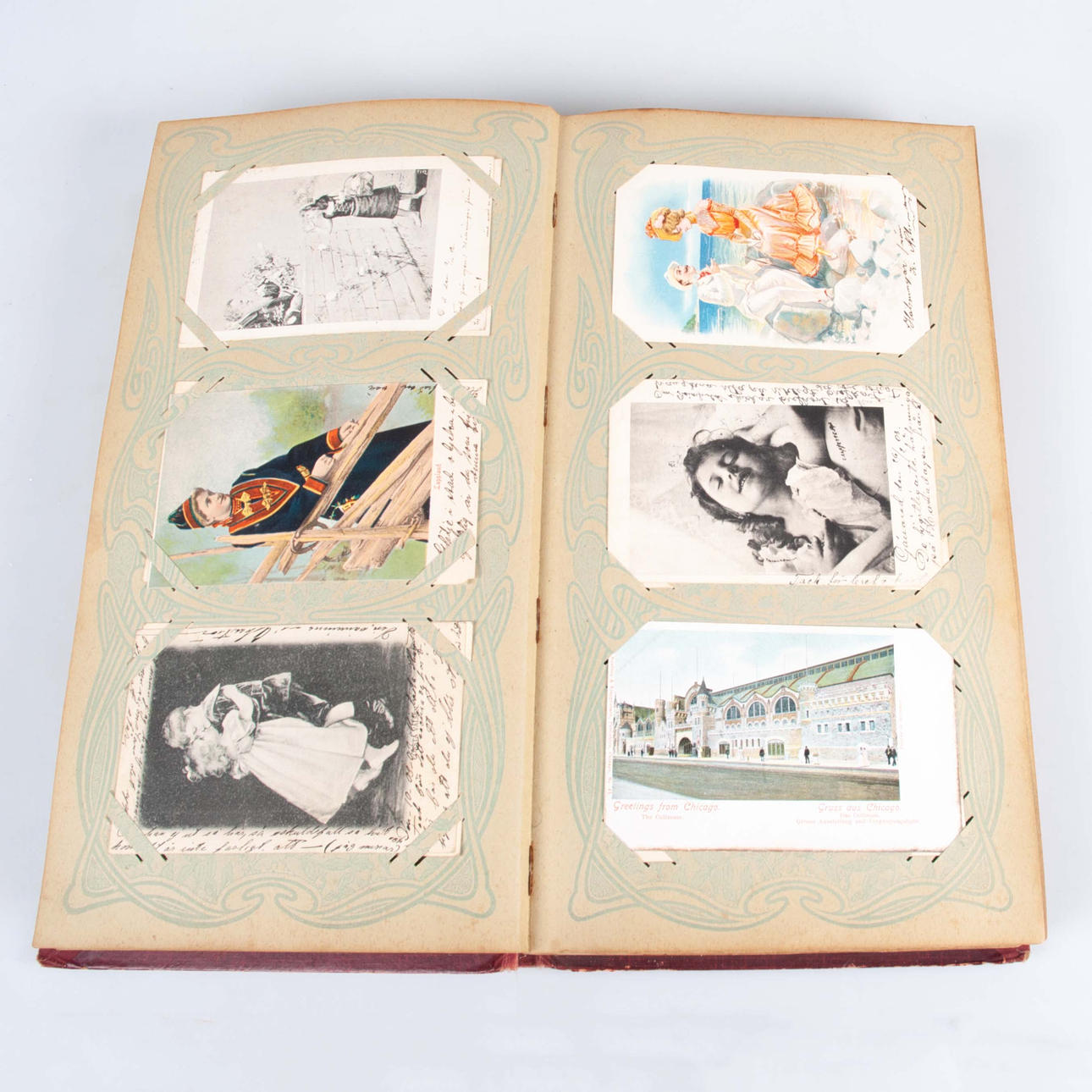 BREFKORTSALBUM, ca 300 kort, tidigt 1900-tal. Böcker, Kartor ...