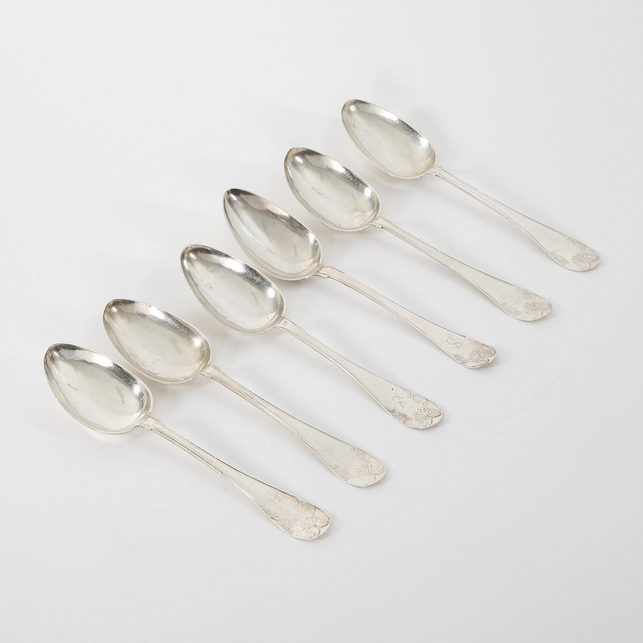 FRANS HOLM. 1823-1882, Silverskedar, 6 st, "Gammal Fransk", 1868-1873 ...