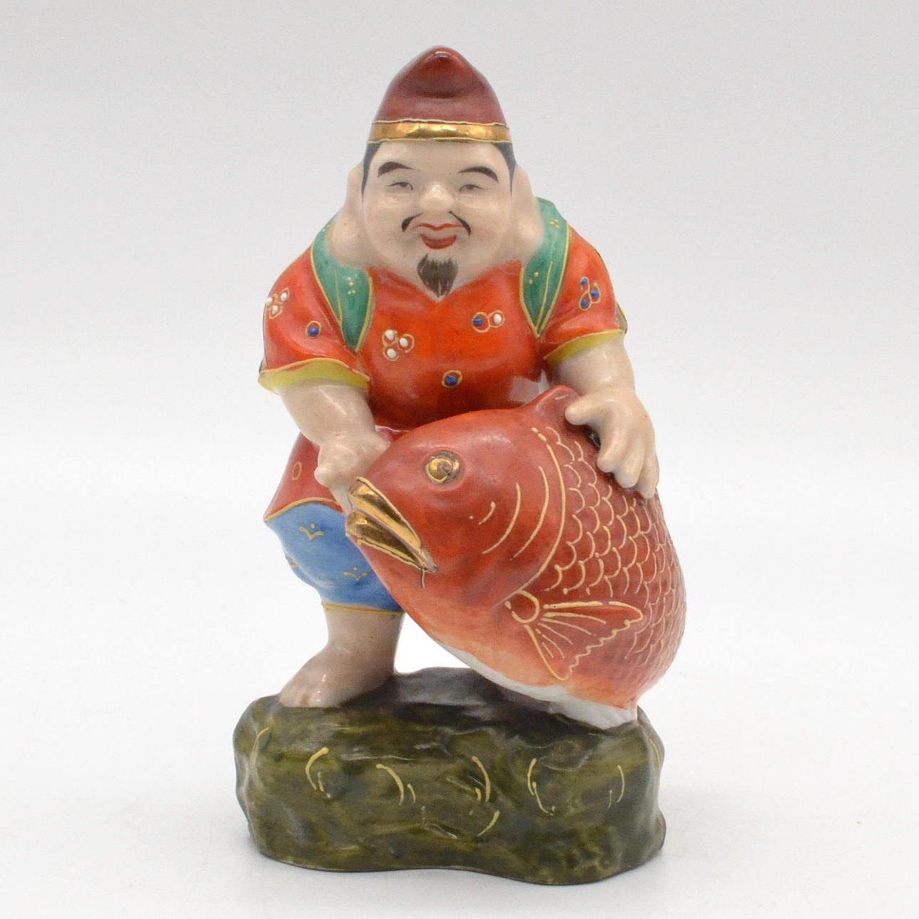 KUTANI EBISU - GOD OF FISHERMEN, PORCELAIN SCULPTURE, PAINTED IN COLOR ...