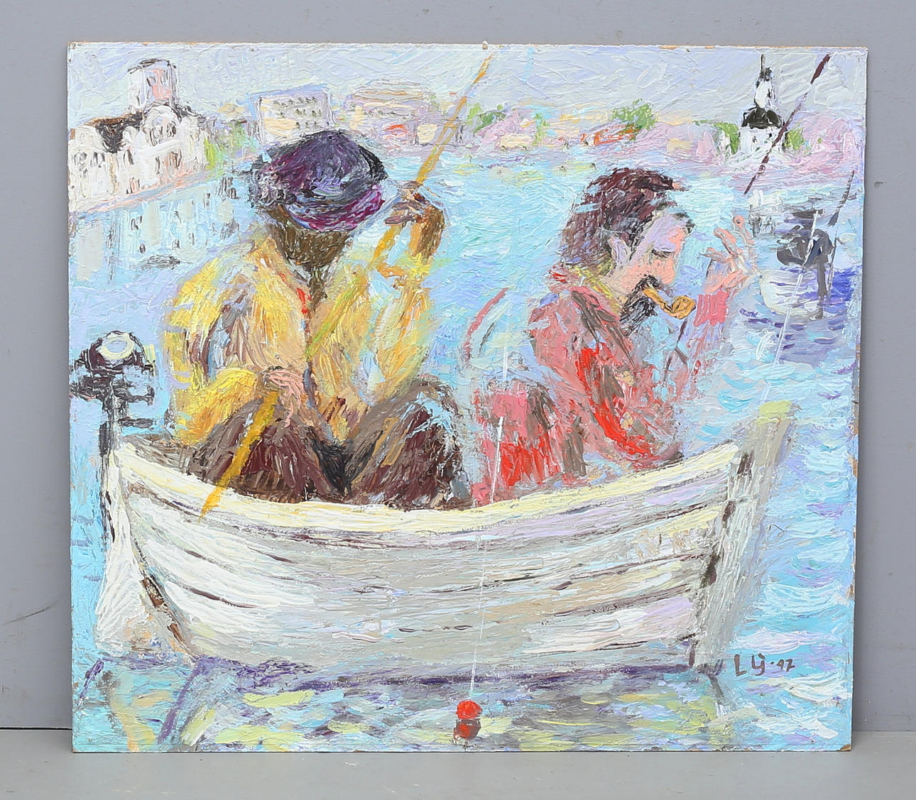 LARS LJUNGQUIST. “Stream fishing at Gamlebyviken”. Oil on panel, signed ...