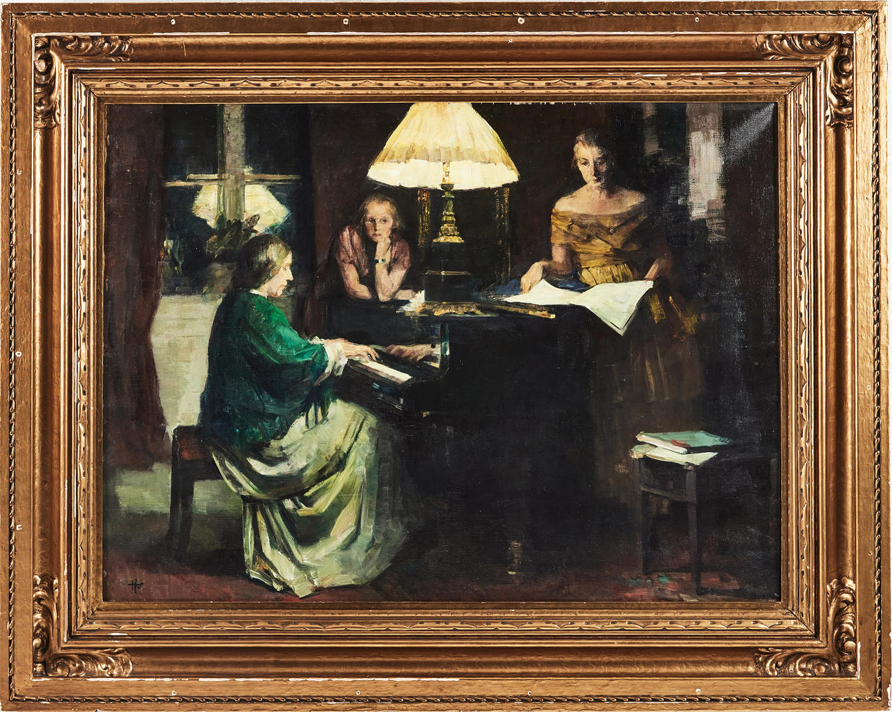 HERMAN VEDEL (1875-1948). Ehefrau des Künstlers am Flügel, hinter ...