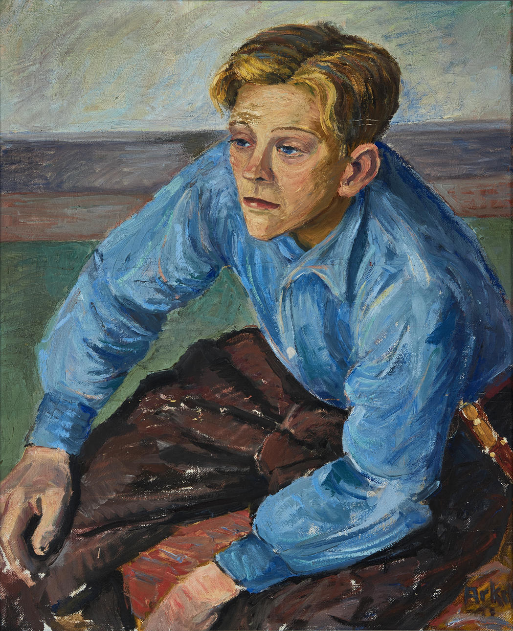 CARL ERIK VAN ARKEL (1908-1974). Poika sinisessä paidassa, signeerattu ...