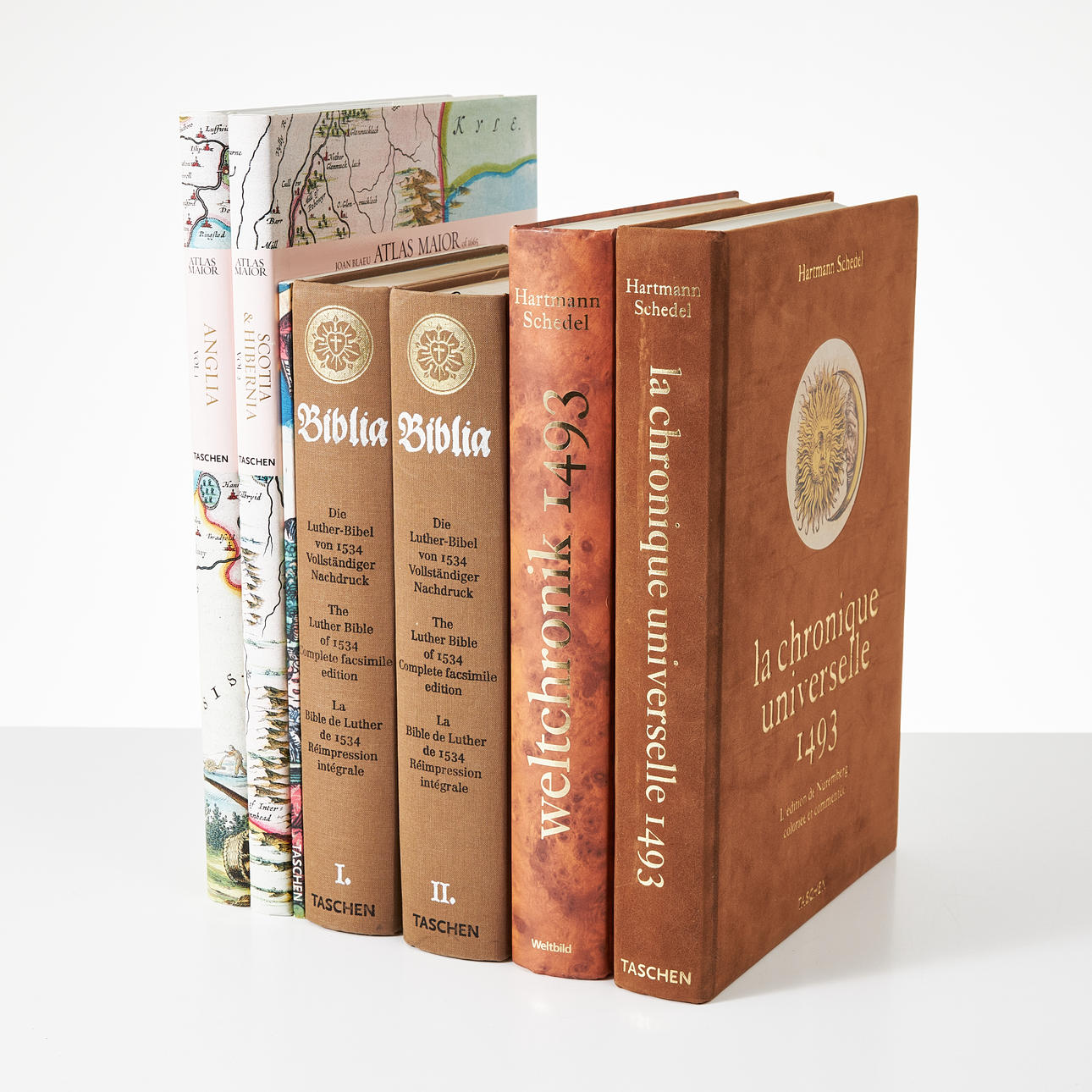 FAKSIMILES: ATLAS, BIBEL, NUREMBERG CHRONICLE et al. 7 bind. Bøger ...