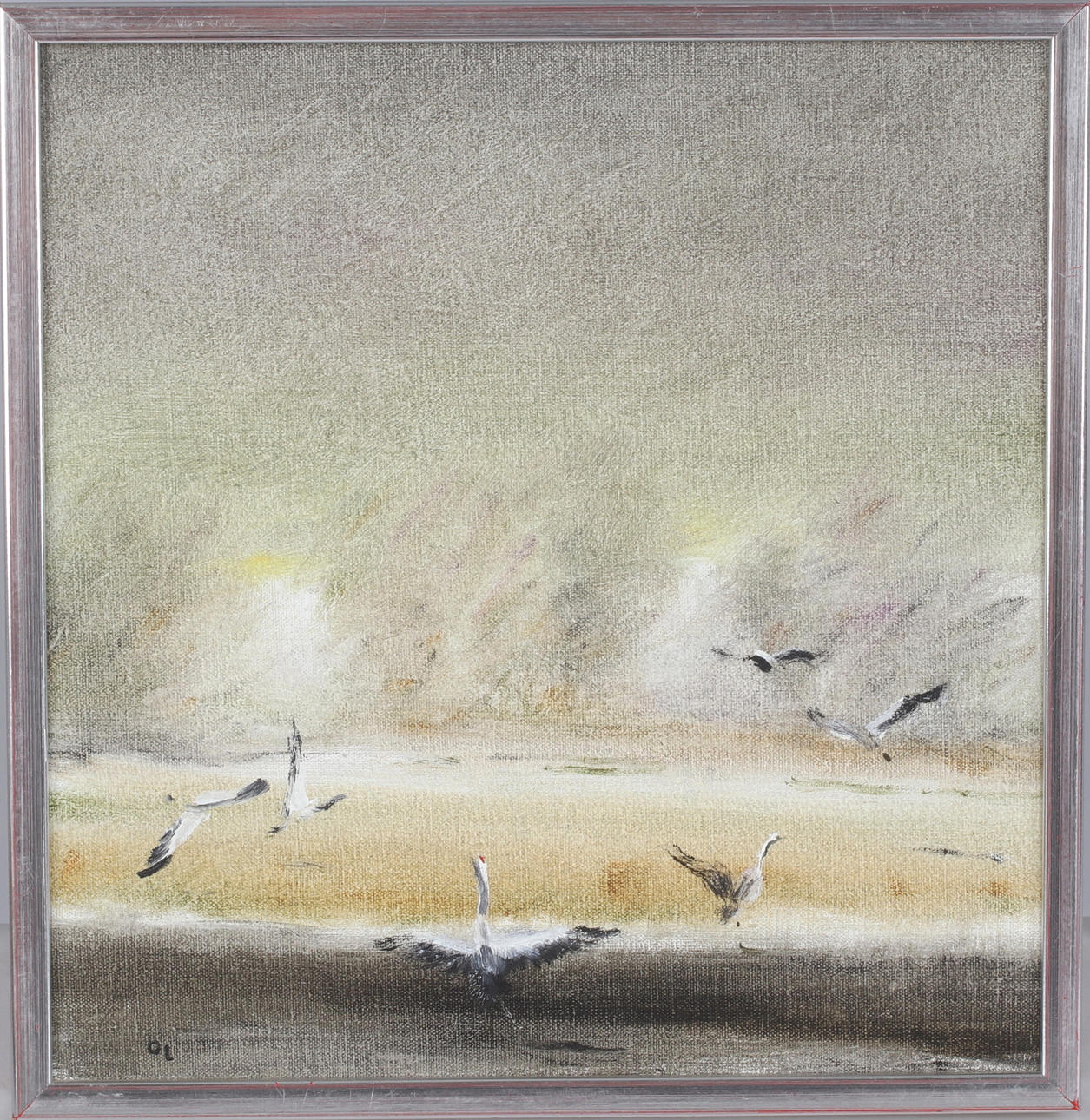 OLLE LINDGREN. Cranes, oil on canvas, monogram signed. Art - Paintings - Auctionet