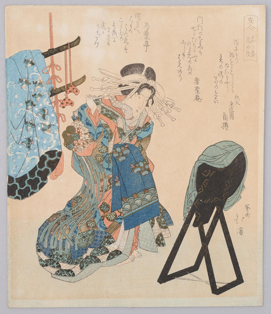 TOTOYA HOKKEI 1780-1850. WOODCUT, UKIYO-E, SURIMONO, 'TORO NO KAWA ...