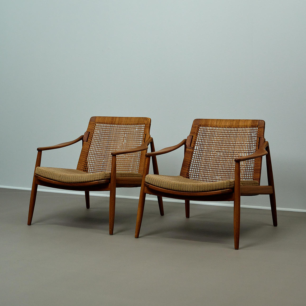 HARTMUT LOHMEYER. for Wilkhahn, two armchairs/lounge chairs, teak ...