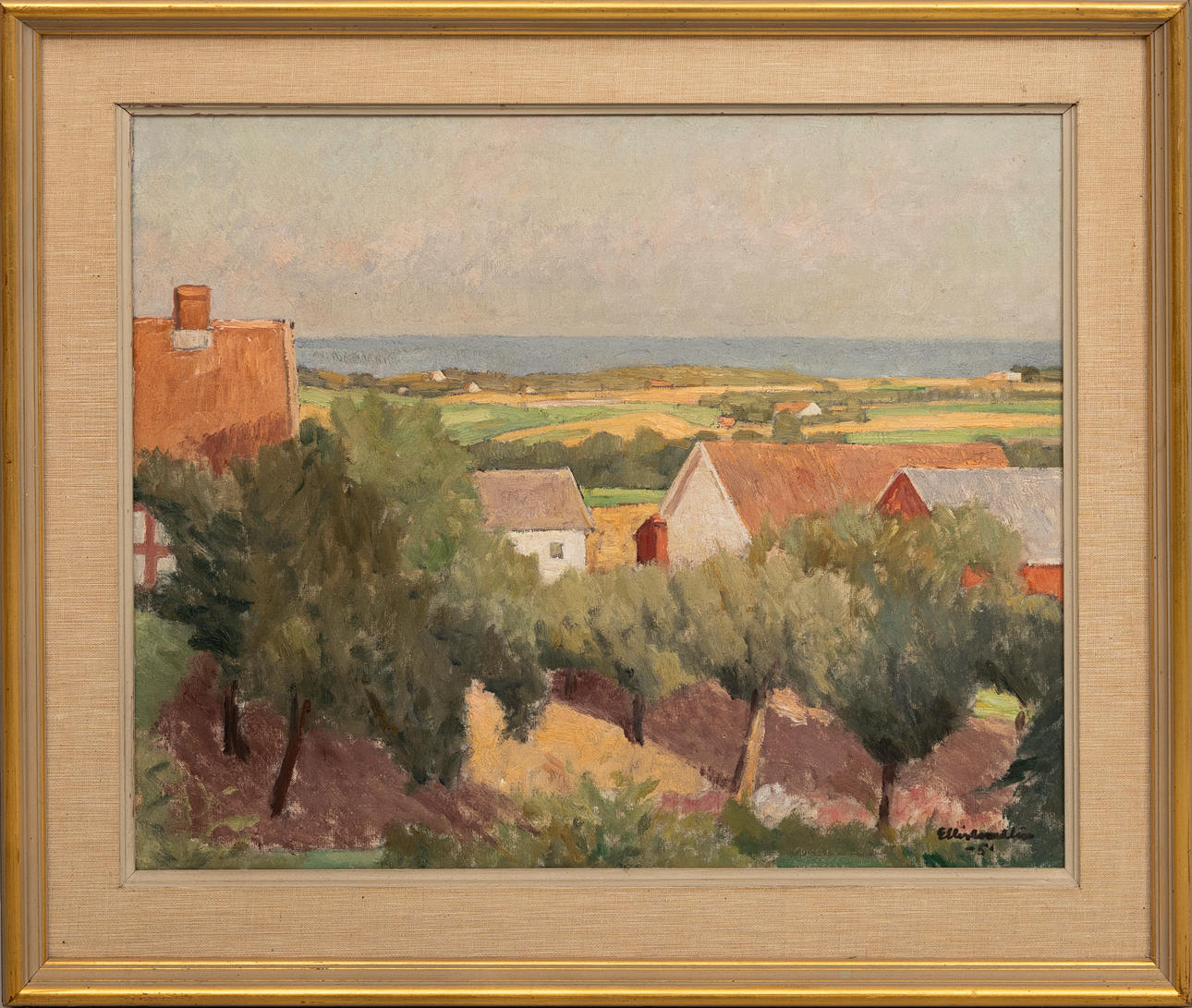 ELLIS WALLIN. “Skånskt Landskap, oil on canvas, signed and dated, -51 ...