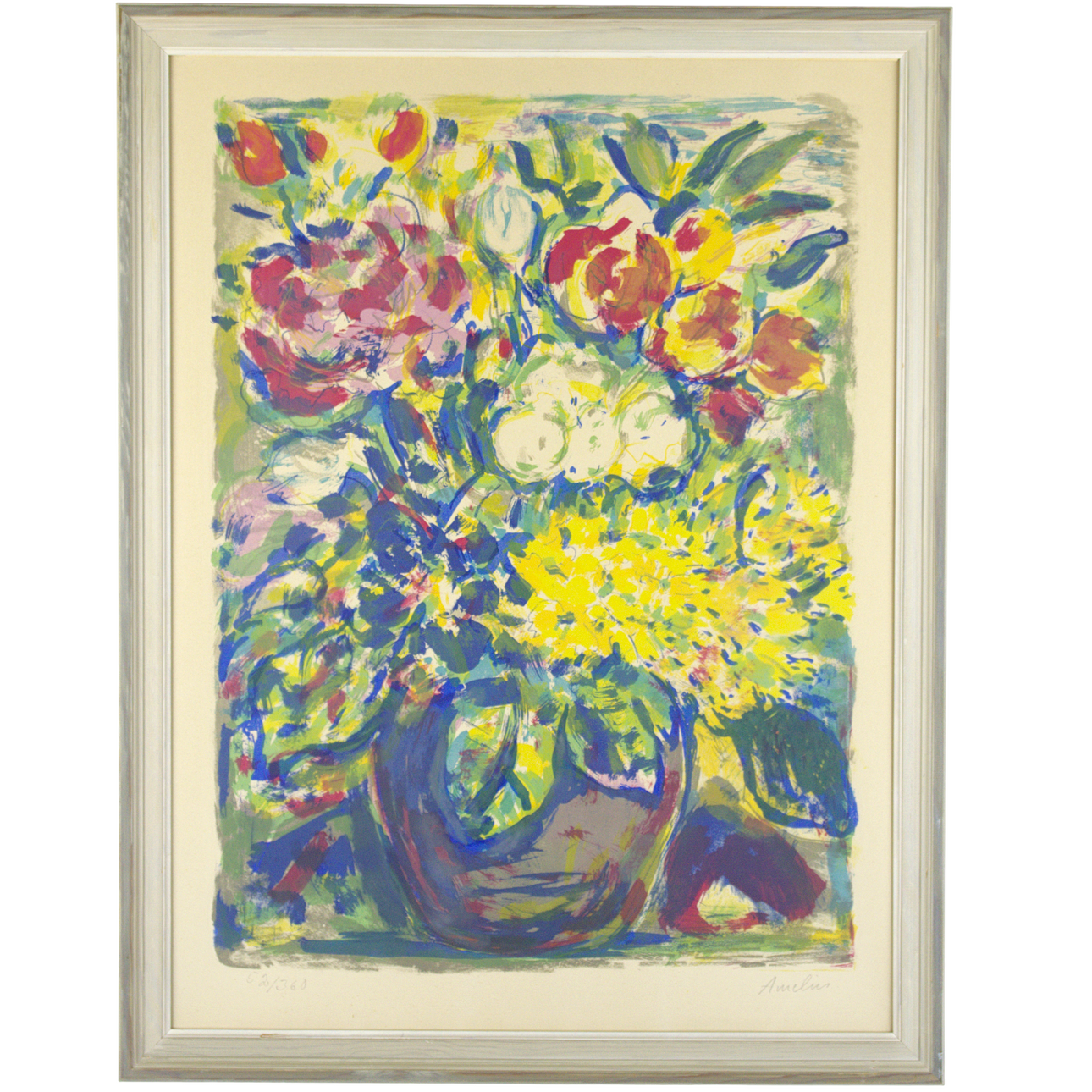 ALBIN AMELIN. Lithograph, 52/360, still life with flowers, signed. Art ...