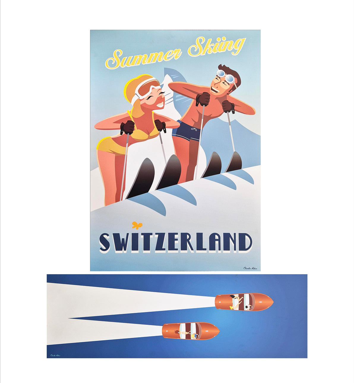 CHARLIE ADAM. SPEEDBOATS AND SUMMER SKI-ING IN SWITZERLAND (2). Art ...