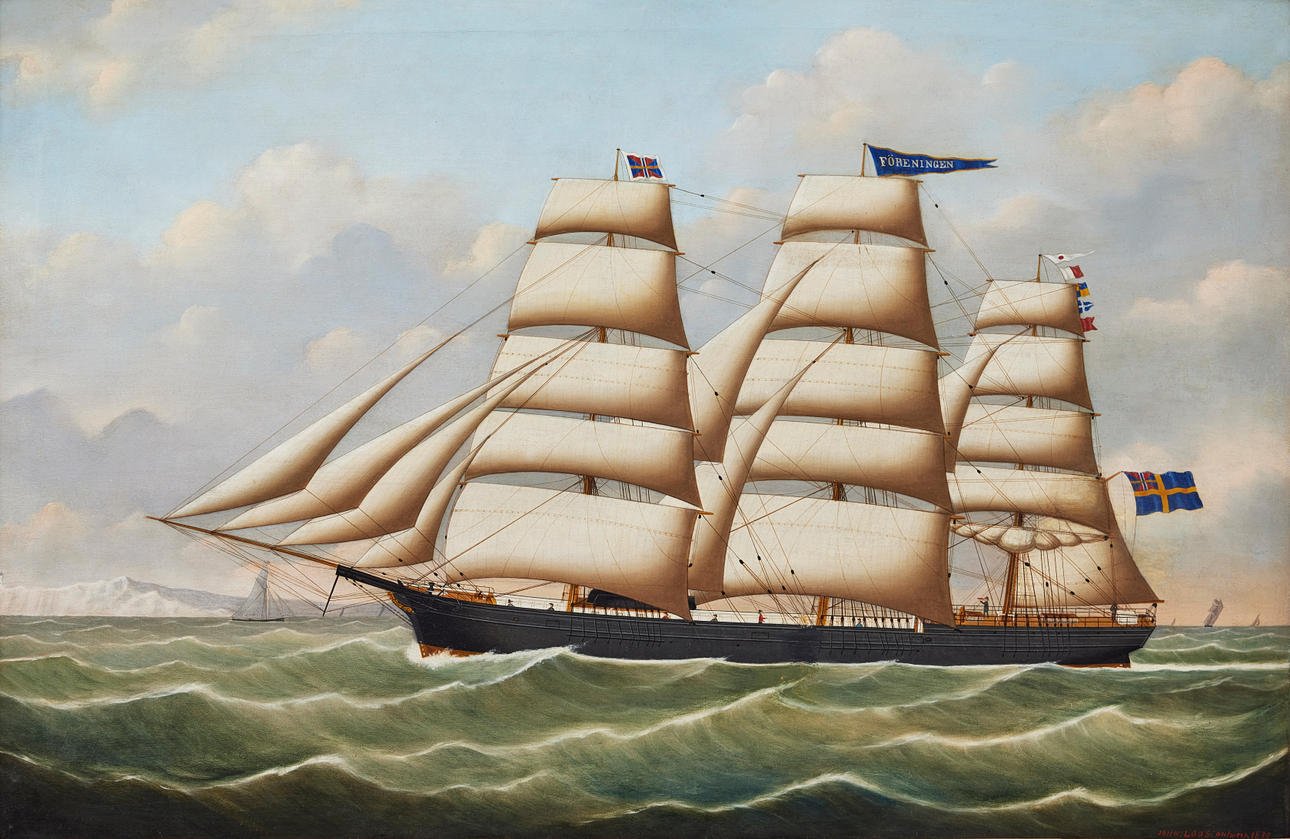 JOHN LOOS (BELGIUM 1867-1903). Portrait of the full-rigged ship ...