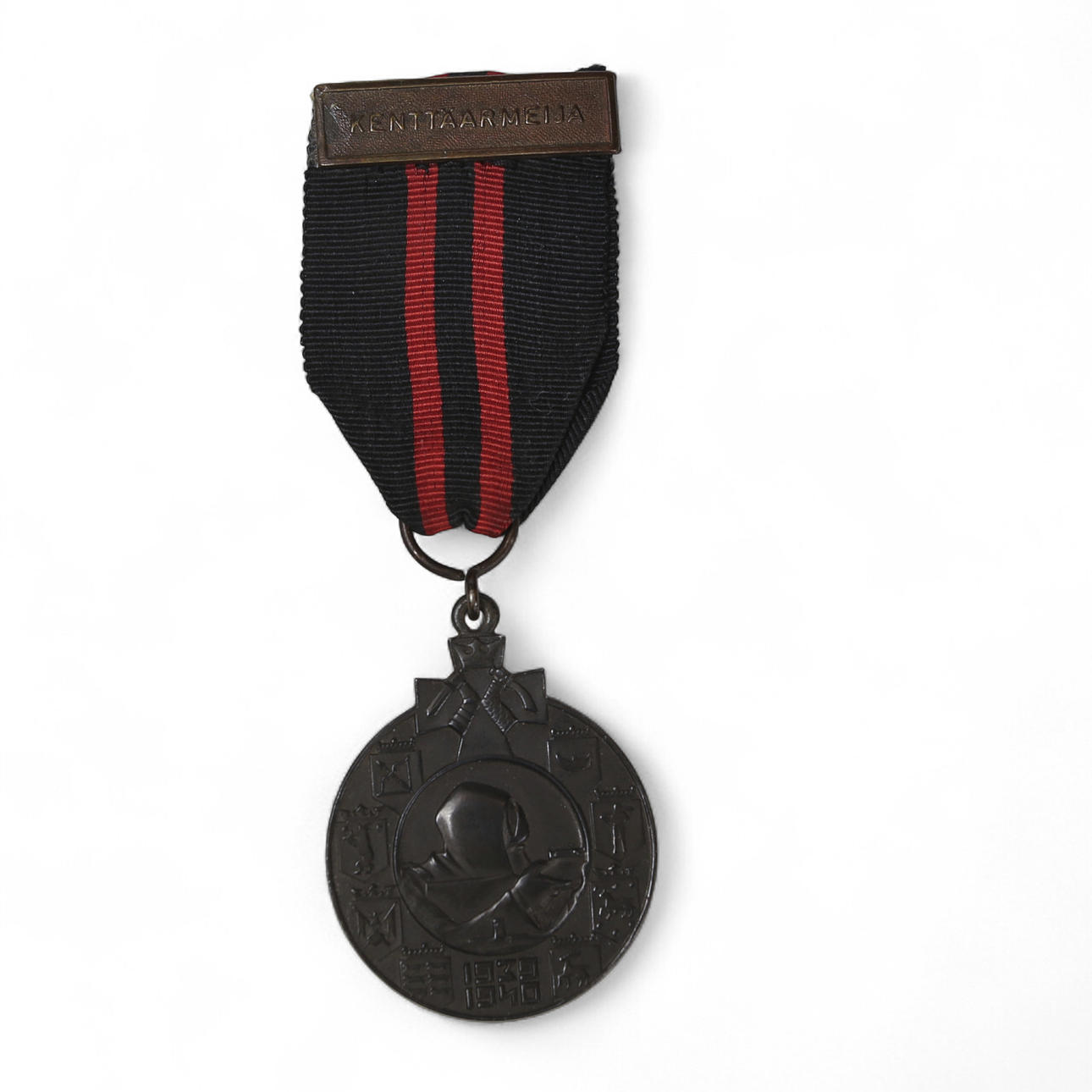 KRIGSMINNESMEDALJ, Finland, Finska vinterkriget 139-1940 med "Kenttäarmeija" spänne. Mynt ...