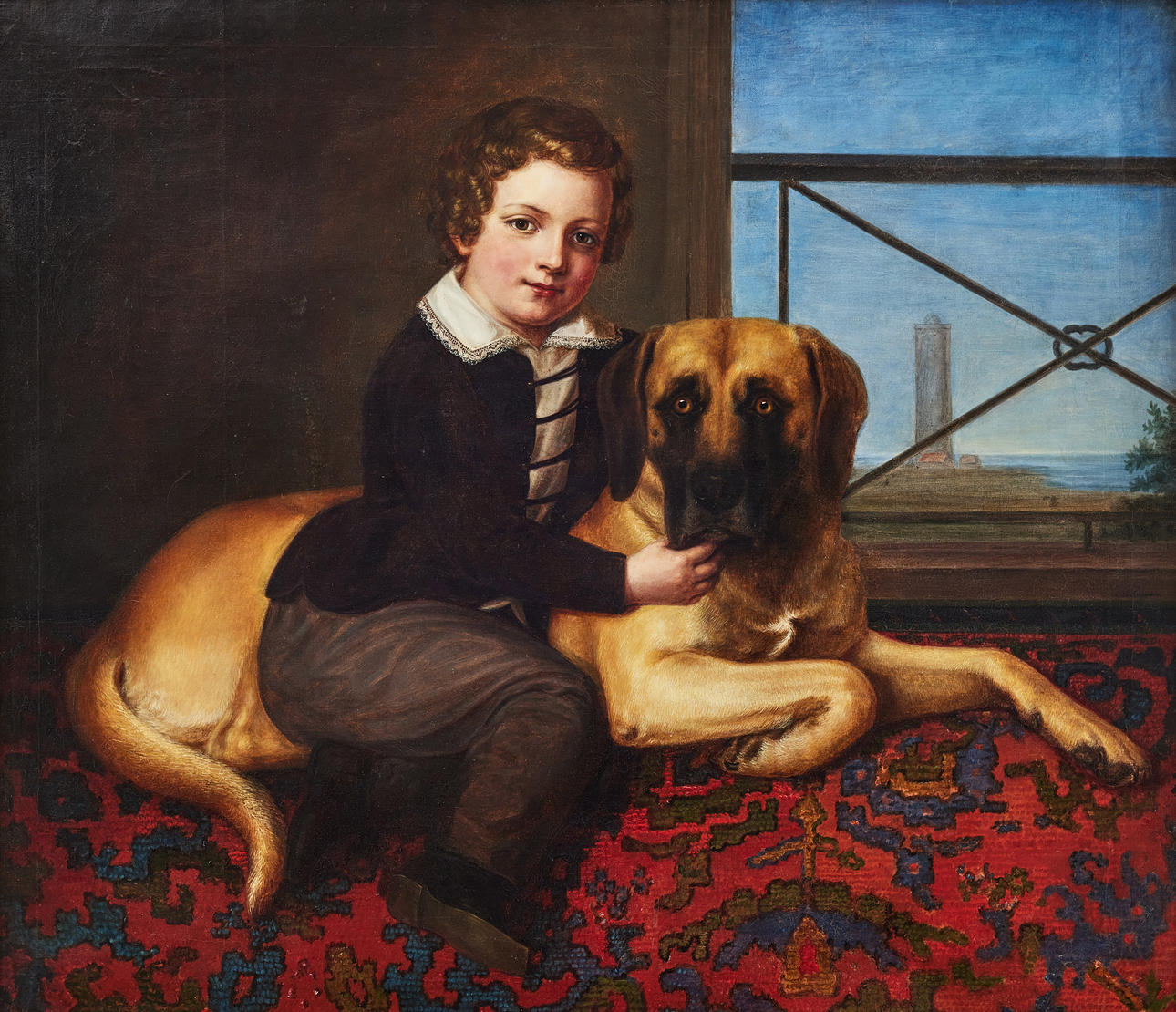 SOPHIE ADLERSPARRE. Pojke med hund, föreställande Johan Axel Ulfsparre ...