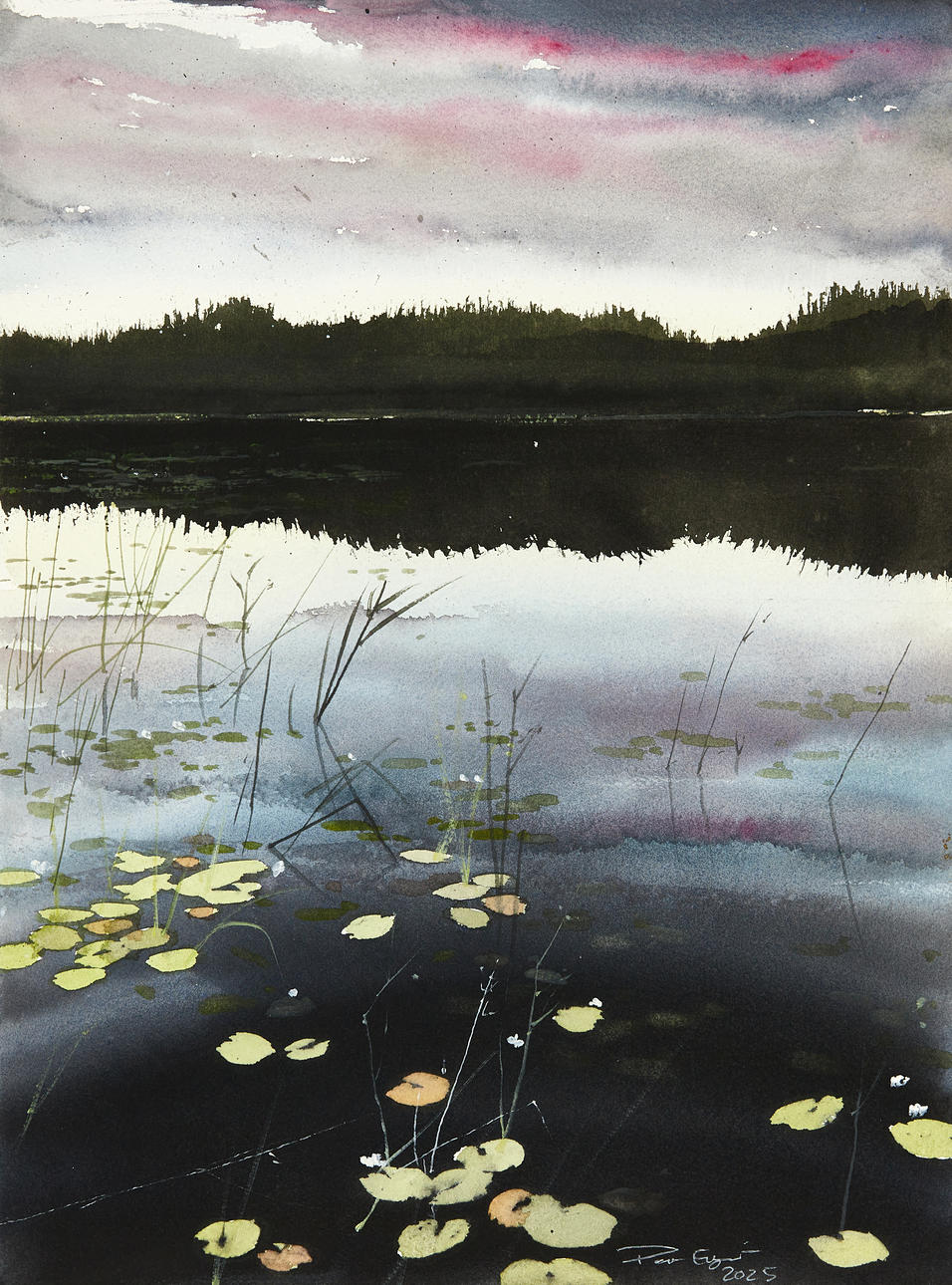 PETER EUGÉN (born 1978). Evening blush over the water lily lake, signed ...