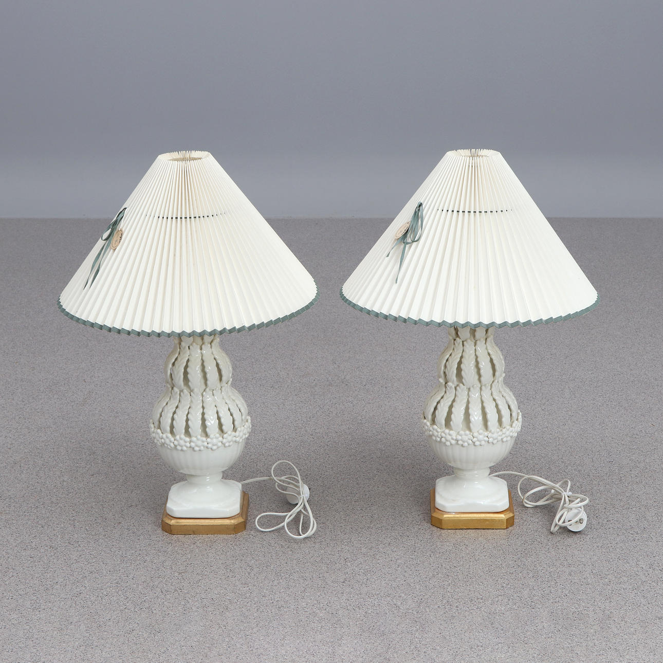 TABLE LAMPS, A PAIR. Glazed ceramics. Second half of the 20th century ...