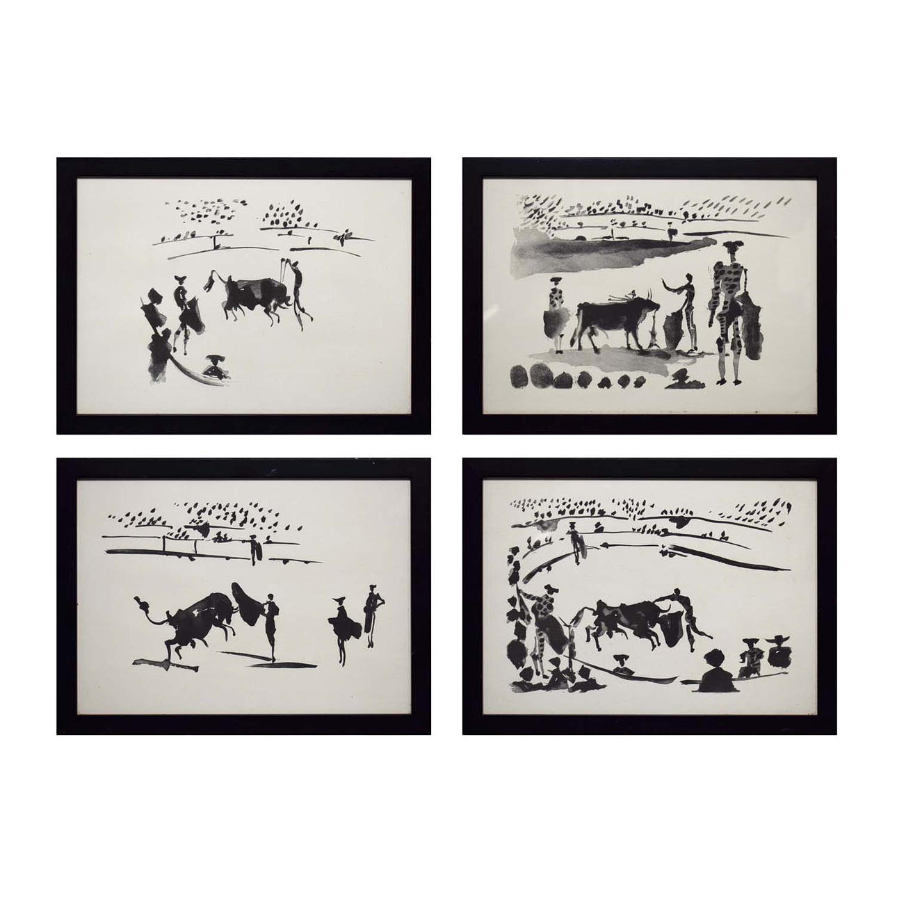 PABLO PICASSO. LA TAUROMAQUIA 1959, LOS CABESTROS RETIRAN A TORO MANSO ...