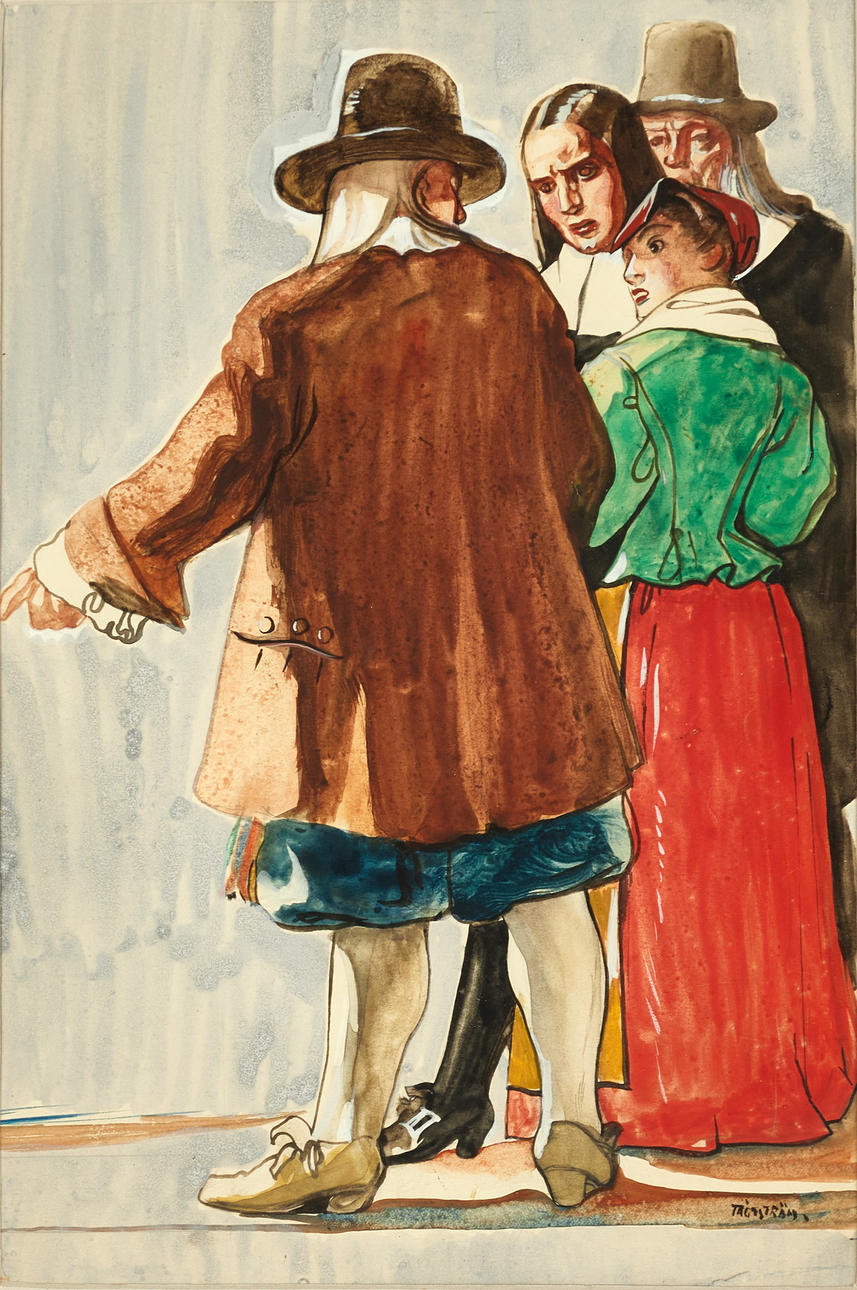 DAVID TÄGTSTRÖM (1894-1981). Samtalet, fyra personer, signerad ...