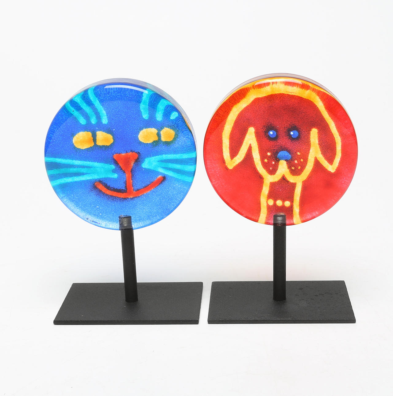 TWO MINI-SCULPTURES, Steninge Slott, Cat and Dog, Jan Wiberg and Sofia ...