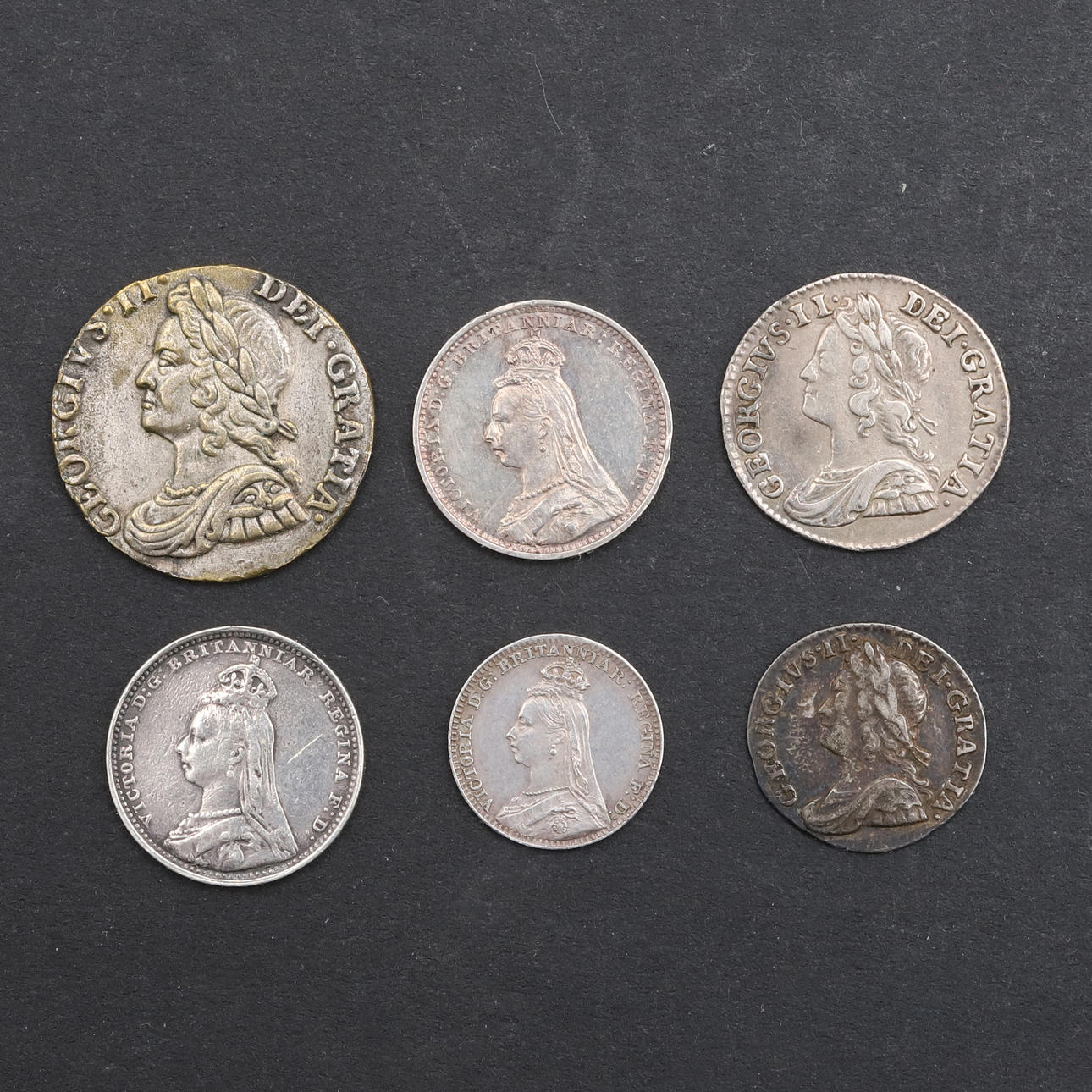 A COLLECTION OF GEORGE II AND QUEEN VICTORIA MAUNDY COINS. Coins ...