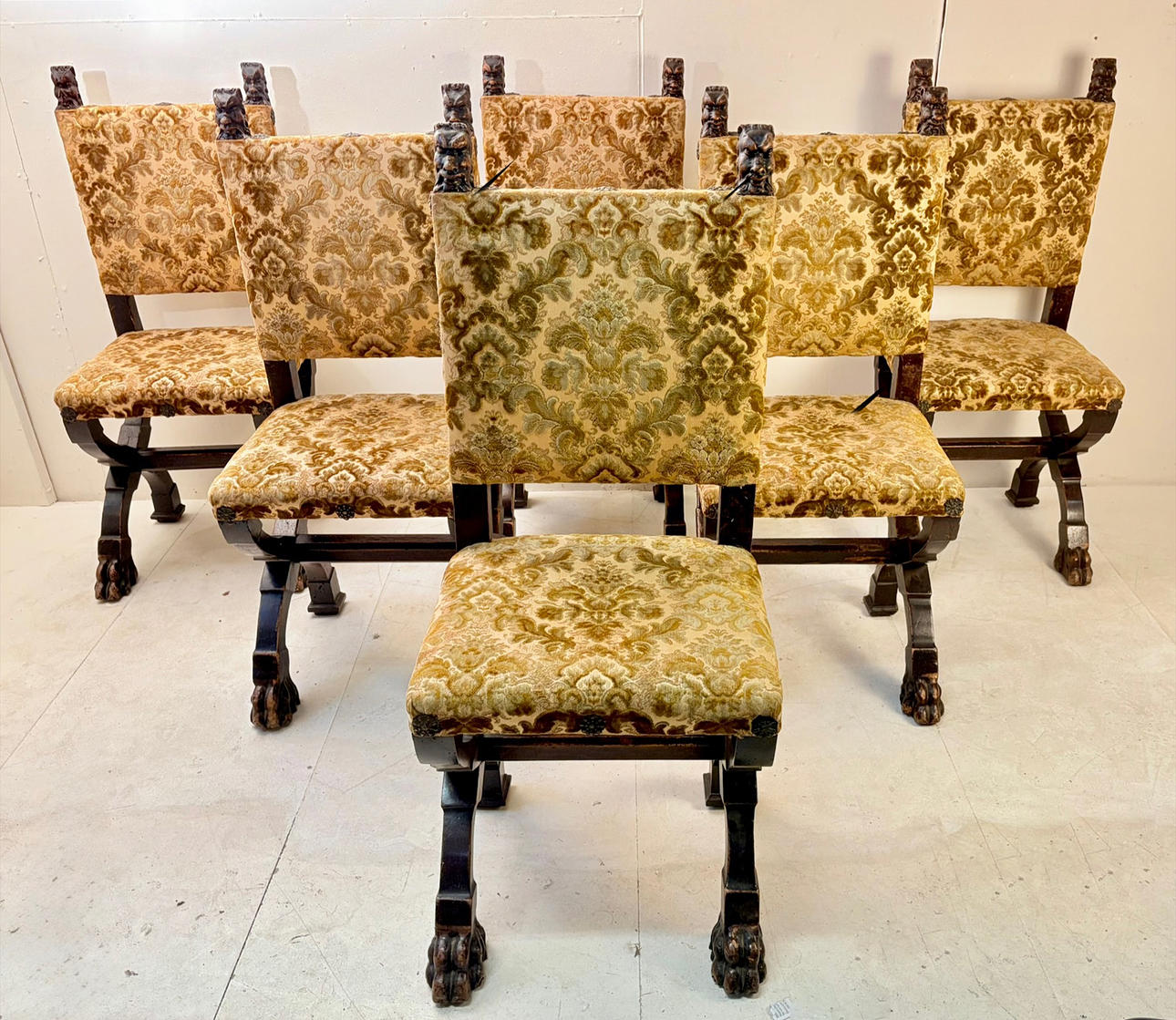 SET OF SIX GOTHIC STYLE EBONISED WALNUT DINING CHAIRS. Furniture ...